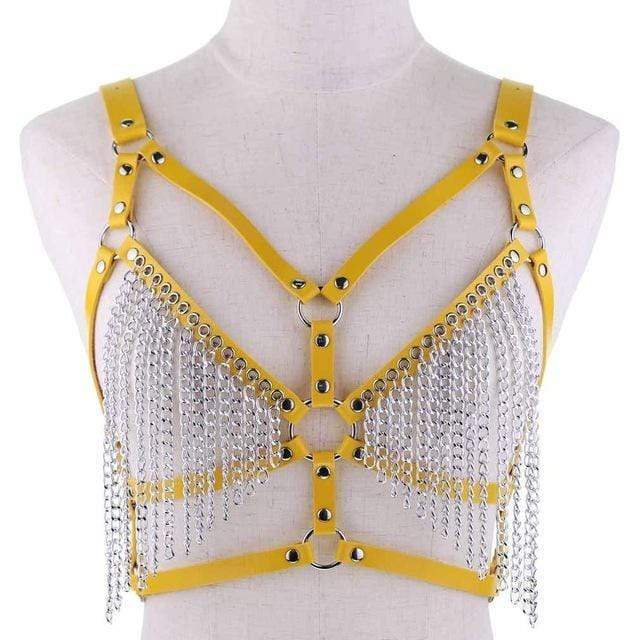 PU Leather Chain Caged Harness (16 Colors)